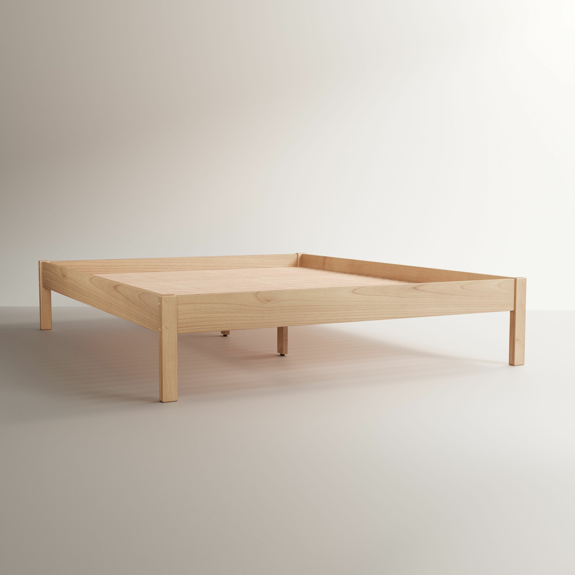 Кровать двуспальная, 140х190 см, Hansales, деревянная, без изголовья, из массива березы, цвет бразильский воск