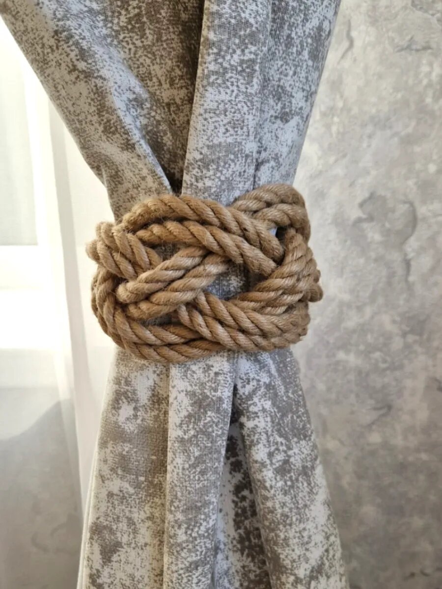 Подхваты для штор "Травинка", держатели, плетение, джут, бежевые, 2 шт