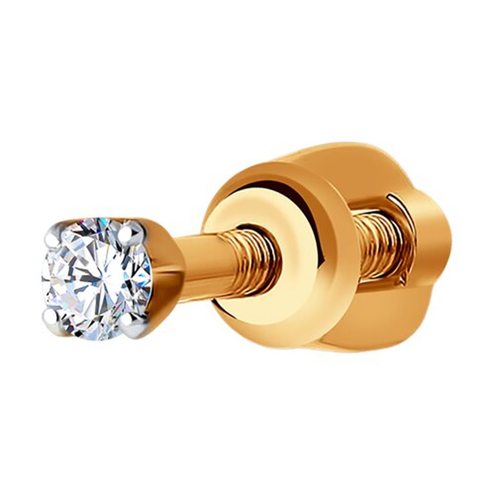 Моносерьга, красное золото, 585 проба, бриллиант