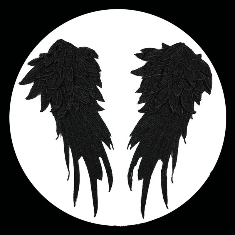 Кружевные нашивки с вышивкой крыльев ангела ZYLPYY, черные и белые Черный, Black