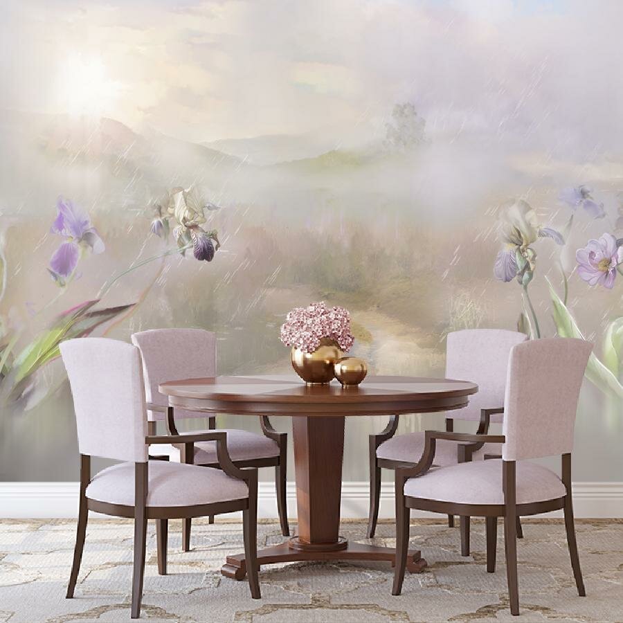 Фотообои Абстракция полевые цветы 13-949-S-Флок 270 x 200 см (ВхШ) Бесшовные, флизелиновые, влагостойкие обои