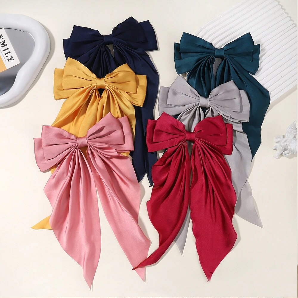 1 шт, женская, для девочек, новая заколка-бантик, шифоновая лента, заколка-бантик, заколка-пружинка, головной убор, модные аксессуары для волос