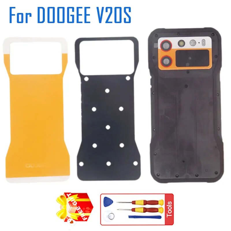 Оригинальная крышка батарейного отсека DOOGEE V20S, задняя крышка, стеклянная крышка с клейкой поверхностью для смартфона DOOGEE V20S