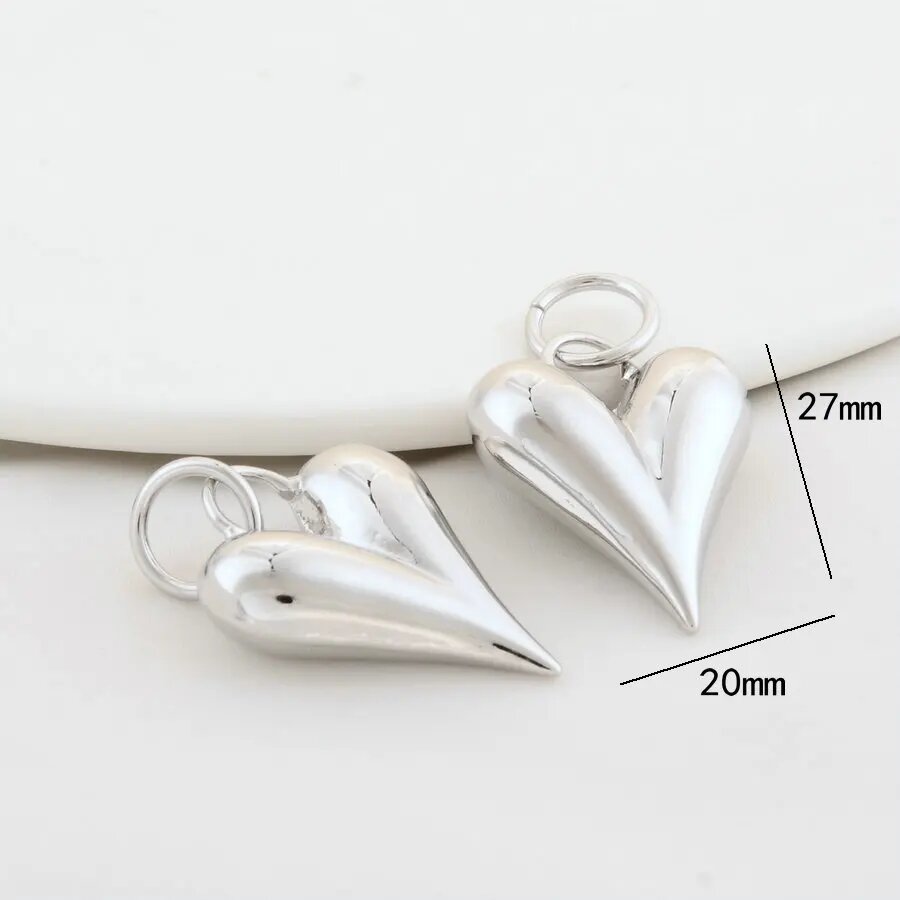 Фурнитура для украшений Florainer Tina: подвески сердечки из латуни под золото 2 шт. 2PCS, Platinum Color