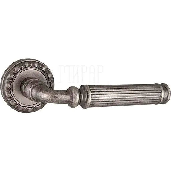 Дверная ручка Punto (Пунто) на круглой розетке "BELLAGIO" MT античное серебро