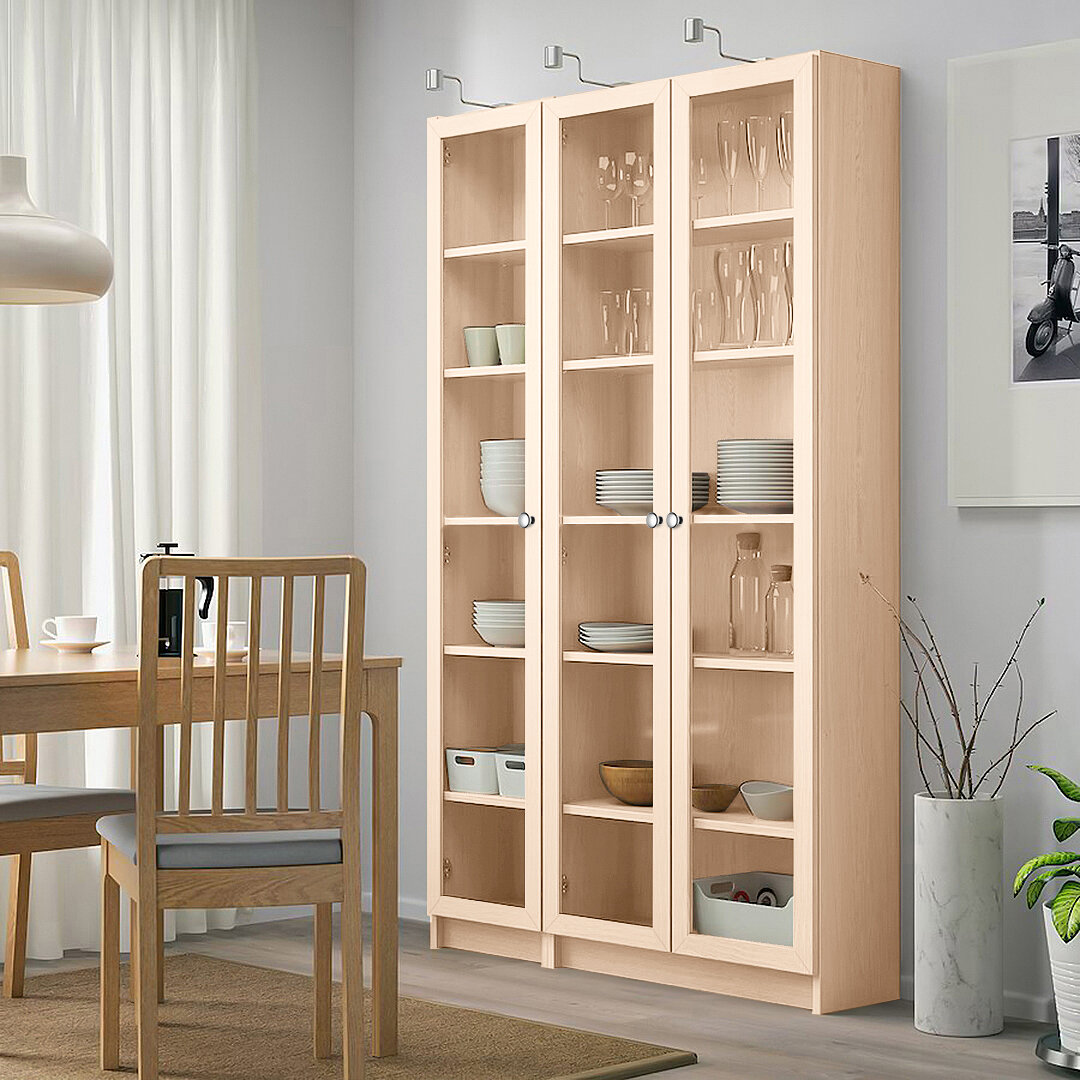 Стеллаж Билли 11 Дуб молочный 8622 NEW 120x30x202 см, светло-бежевый GOODFORM