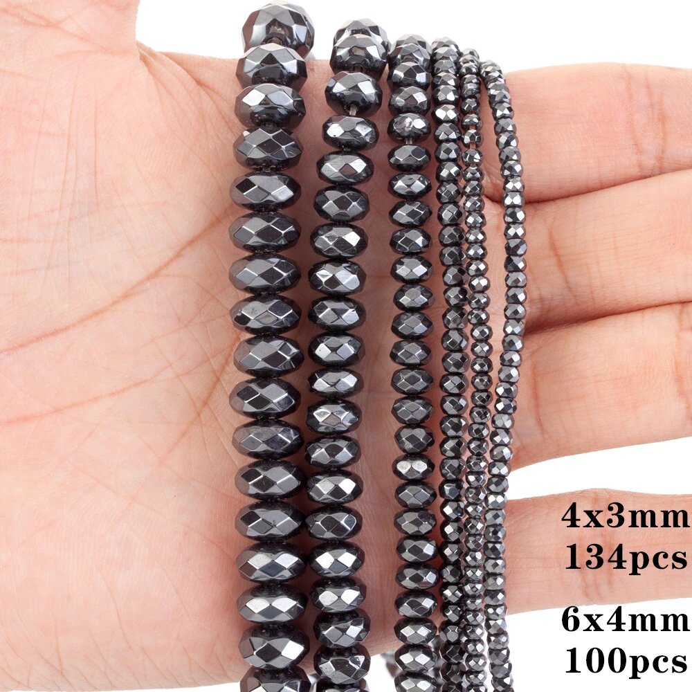 Гематитовые бусины Vidasny Черный, 6x3mm Flat Oval Bead