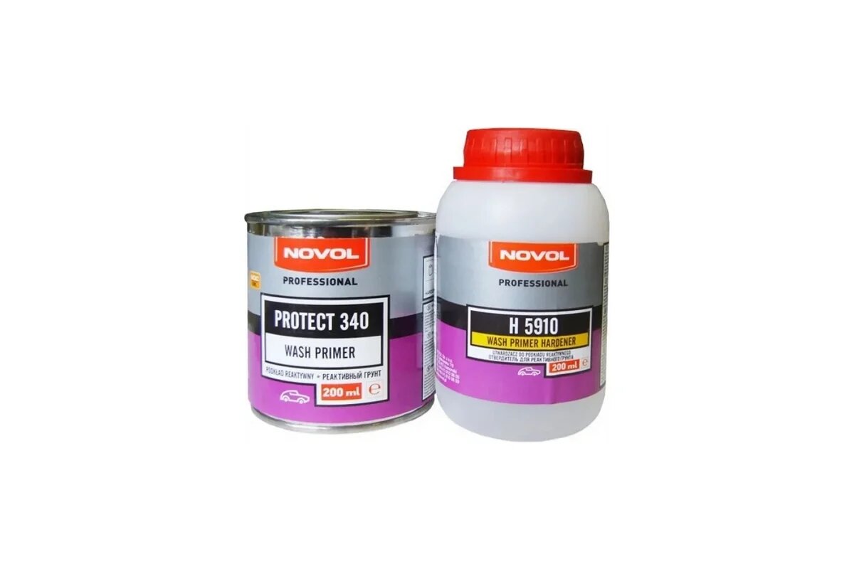 Novol Грунт кислотный PROTECT 340 WASH PRIMER 2К банка 0.2л. с отвердителем 0.2л. 37219