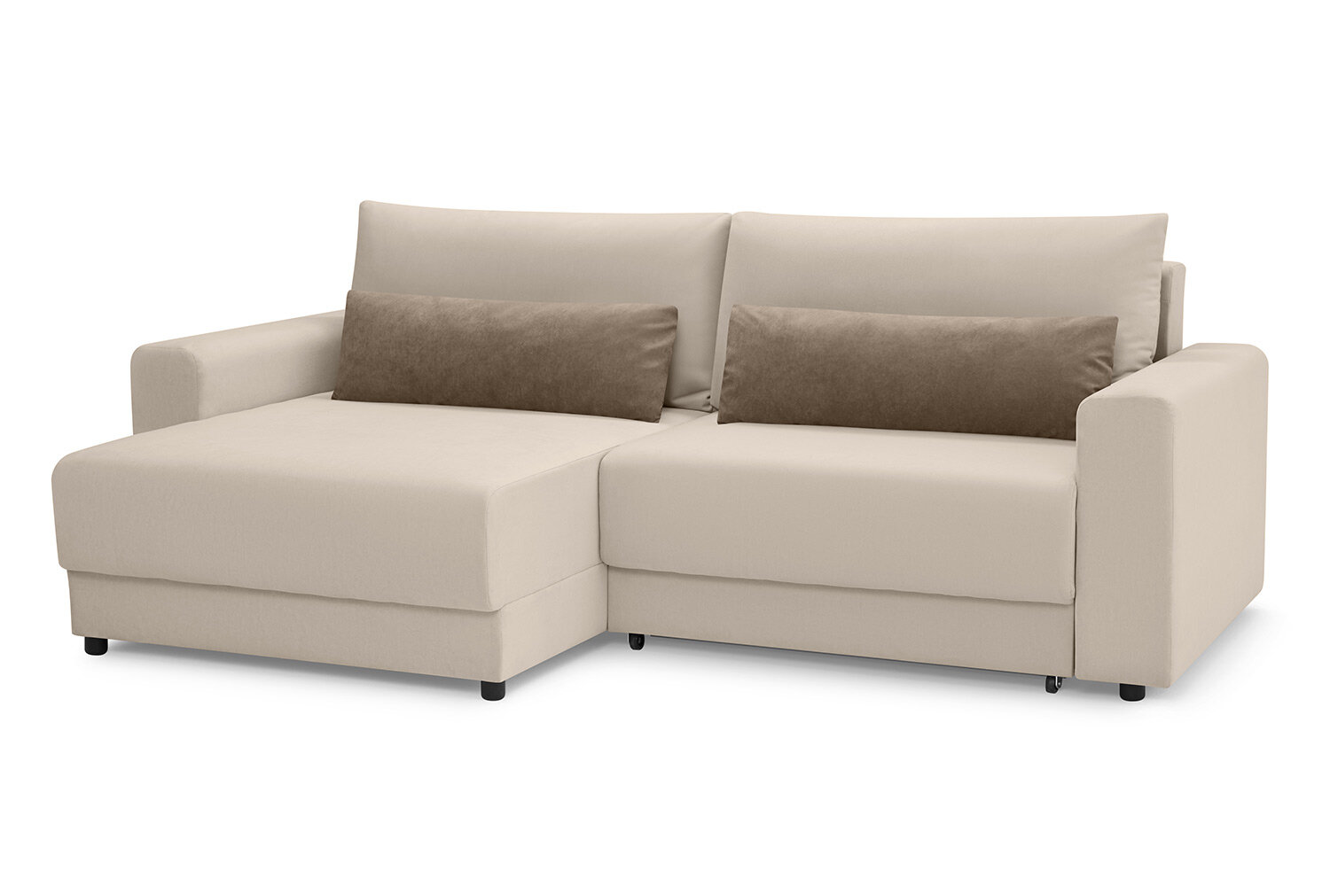 Угловой диван-кровать Hoff Таун, велюр, 239х94х150, с универсальным углом, цвет песочный