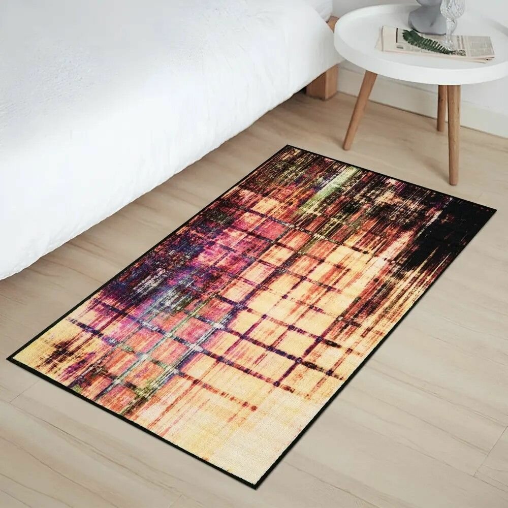 Ковер Cleopatra, противоскользящий, комнатный, для ванной, прихожую, на кухню, 100х150 см, бежевый, черный