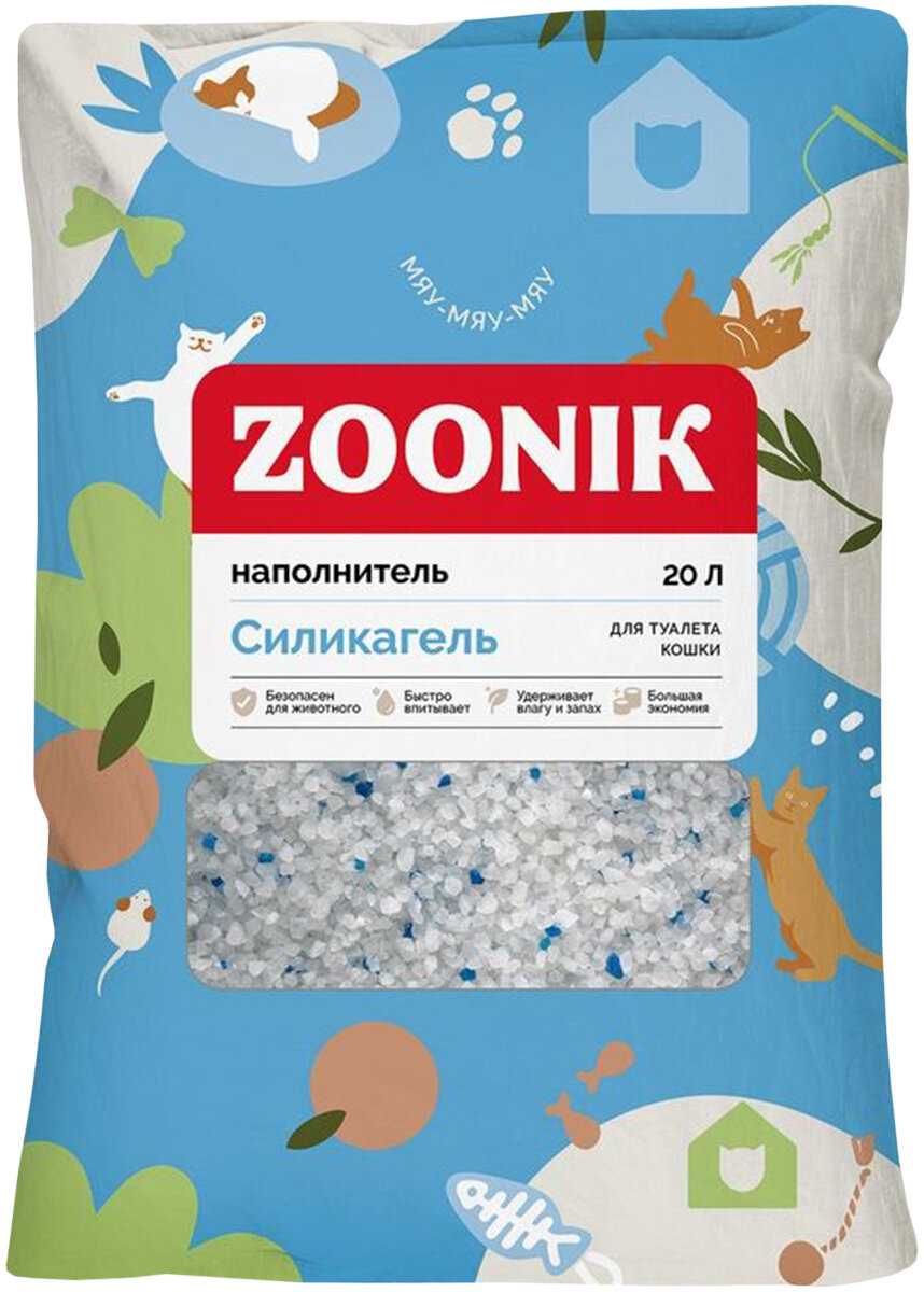 ZOONIK СИЛИКАГЕЛЬ наполнитель силикагелевый для туалета кошек Китай 20 л