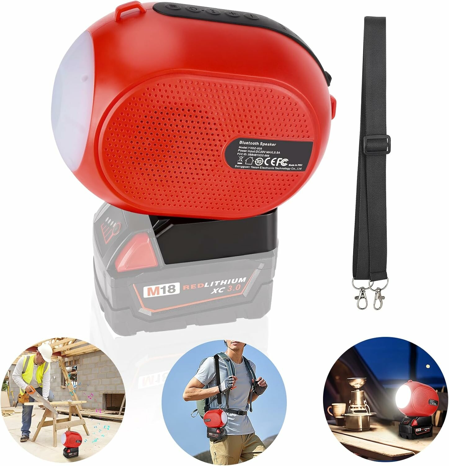 Bluetooth-колонка Milwaukee m18 18v с легким портативным динамиком, зарядкой от USB-A /C, двойной стереодинамик в паре, подходит для работы, кемпинга, вечеринки (без батареи)