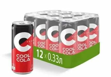 Газированный напиток Очаково Cool Cola Zero (Кул Кола Зеро), 12 штук по 0,33 л