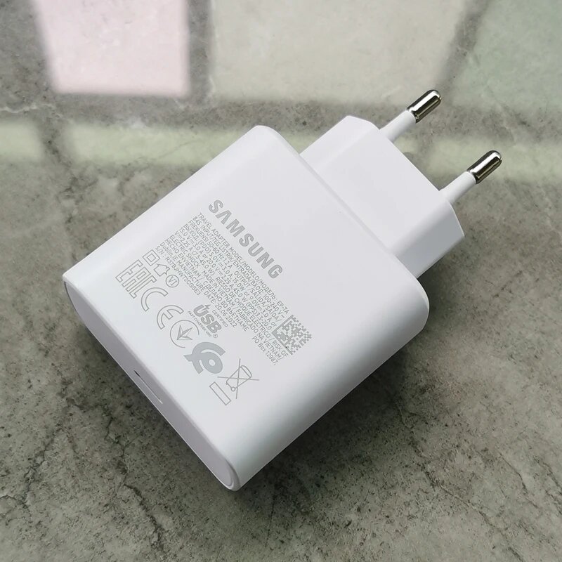 Зарядное устройство Samsung, 45 Вт, адаптер для супербыстрой зарядки, кабель типа C для Galaxy S24 S23 S22 S21 S20 Note 20 Ultra 10 Z Flip Fold 6 5 4 3 2 EU Charger Only