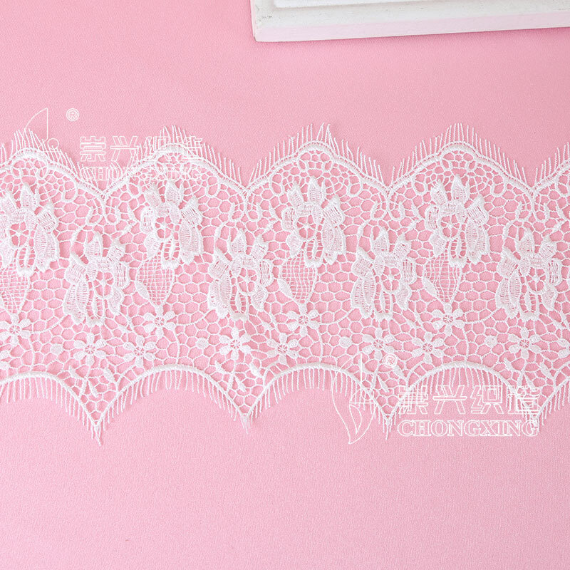 Кружево Chongxing HM137-130, для нижнего белья, белый, молочный, шелк