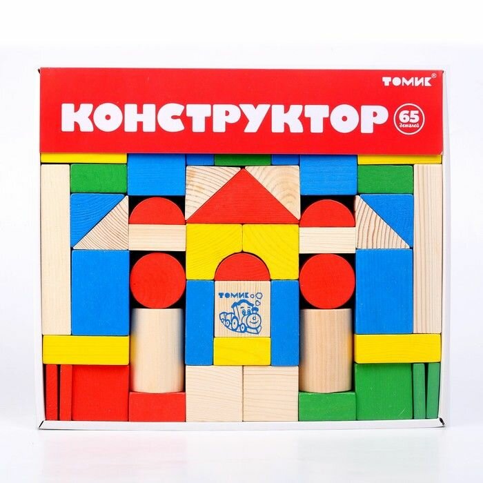 Деревянный конструктор Томик цветной, 65 деталей (6678-65)