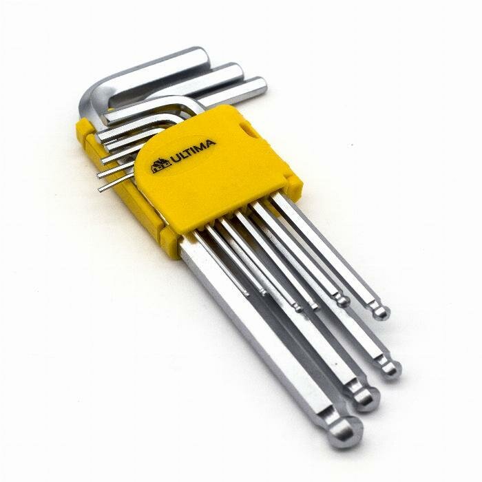 Набор шестигранных ключей Ultima, шаровые, удлиненные, 9 шт в наборе, 1,5-10 мм, сталь CRV