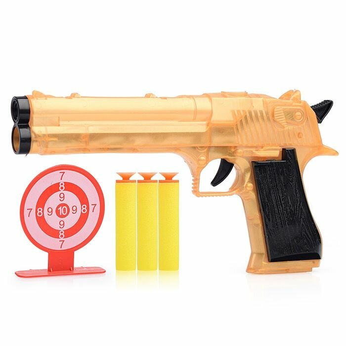 Пистолет Oubaoloon "Снайпер" с мягкими полимерными пулями и мишенью, в пакете