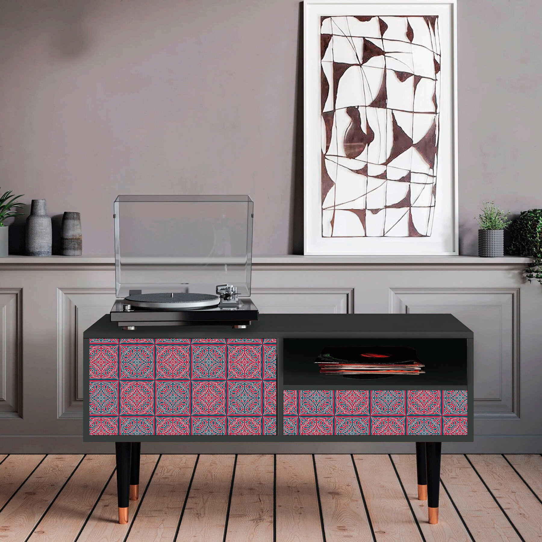 ТВ-Тумба - STORYZ - T3 Riviera Mosaic, Размер - 115 x 59 x 48 см, Цвет корпуса - , Антрацит