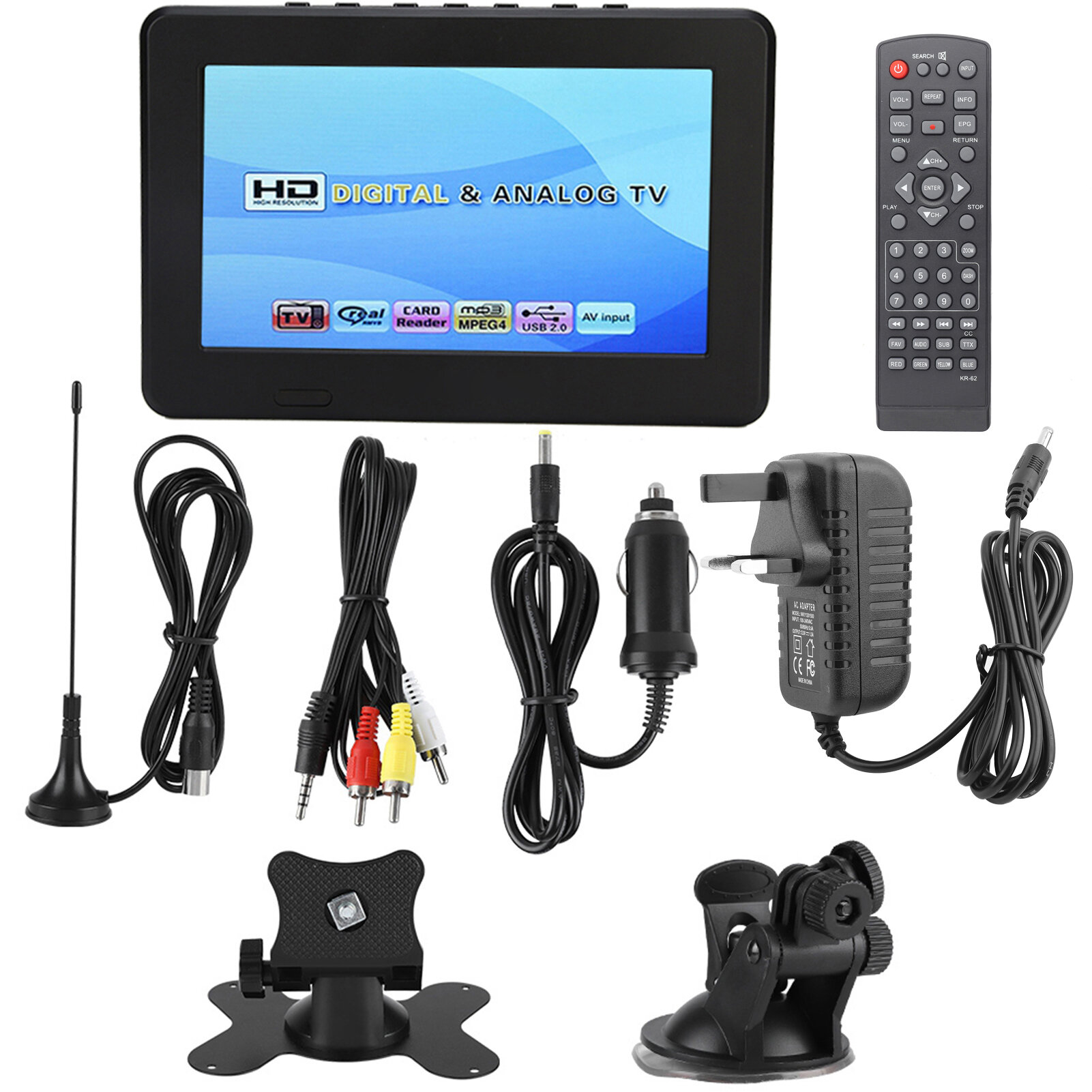 Headstar Car Digital TV High Sensitivity 1080p Портативный телевизор для аналогового/цифрового телевидения/квадроциклы - 7in