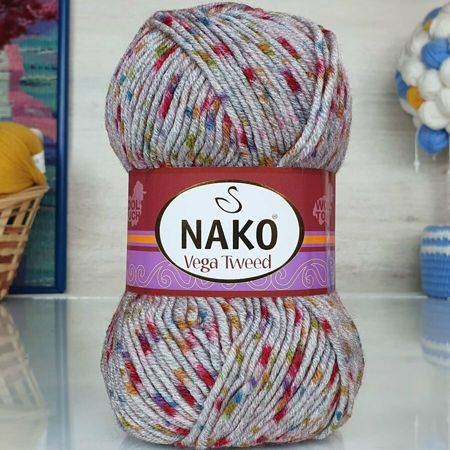 Пряжа Nako VEGA TWEED 32181 серый (5 мотков)