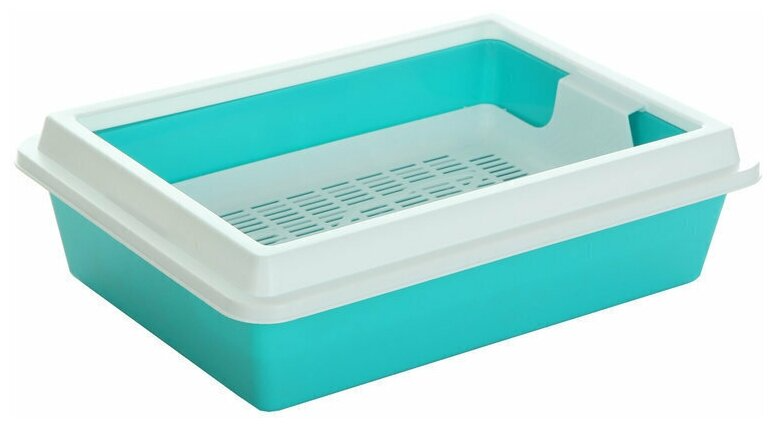 Туалет-лоток Zooexpress Кис с сеткой глубокий с рамкой для кошек (40,5 x 30 x 12 см), Цвета в ассортименте