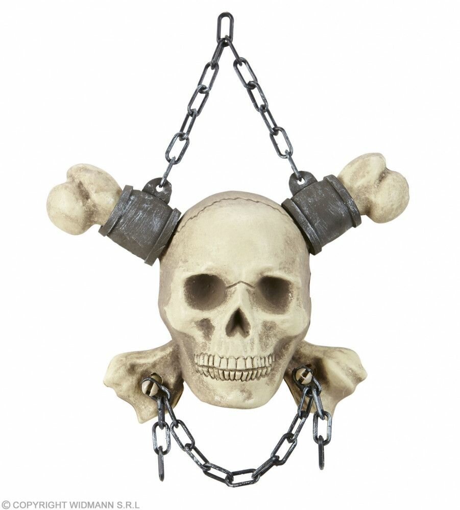 Декоративное украшение WIDMANN "Череп с костями", на цепи, длина 38см