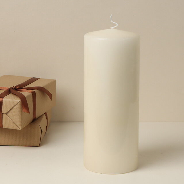 Свеча столбик 200*80 мм, слоновая кость, Омский Свечной, 079817-свеча