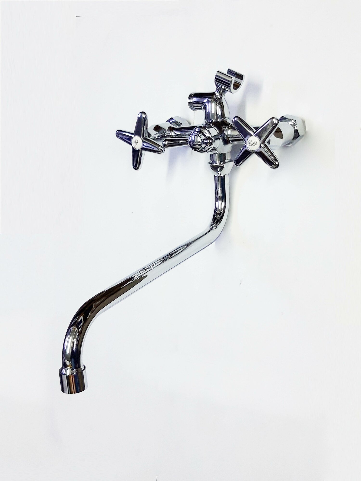 Смеситель Haiba HB2220 для ванны с длинным изливом и шаровым переключателем в корпусе, хром