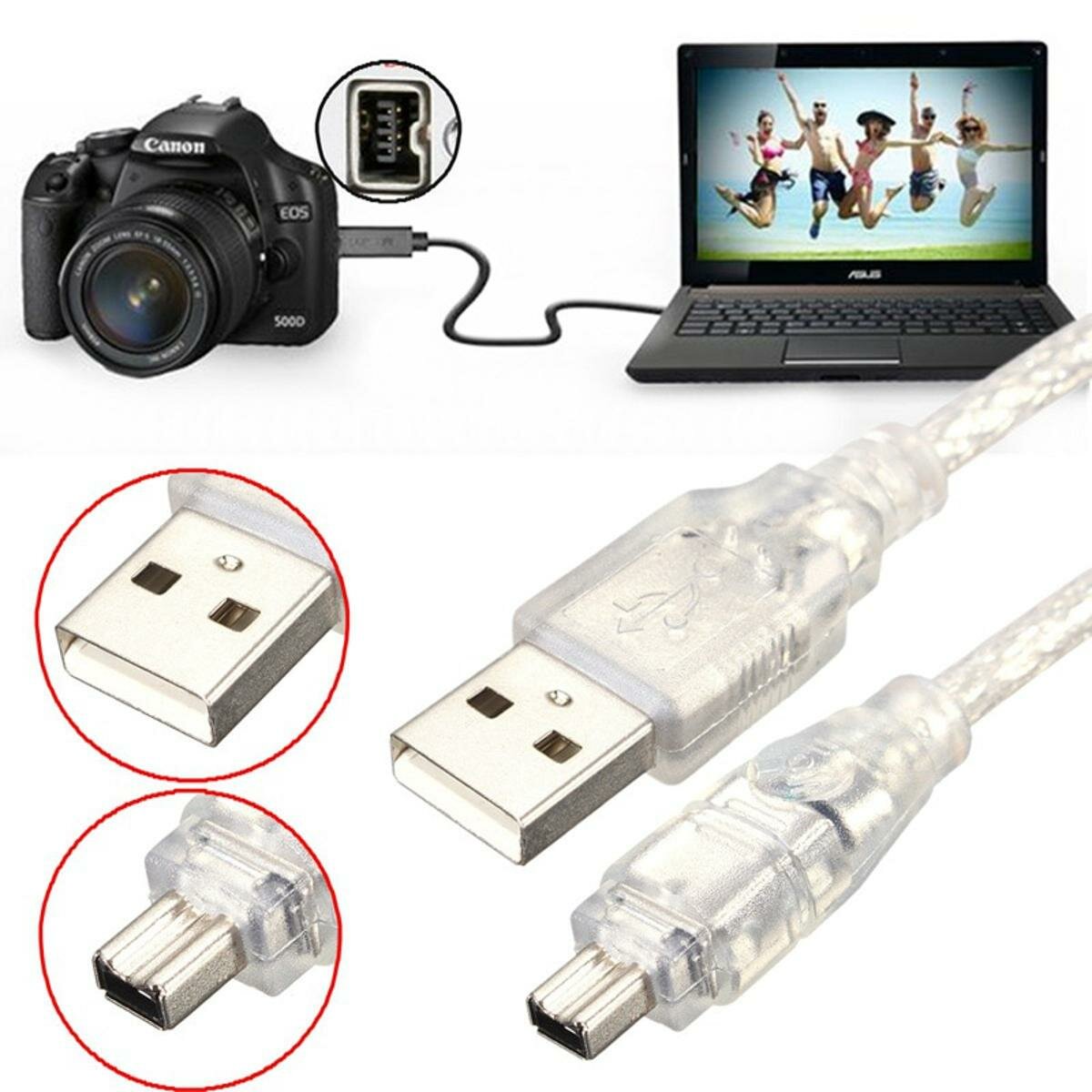 Новое поступление, лучшая цена 1,2 м/4 фута высокоскоростной USB 2.0 Male to 4 Pin Firewire IEEE 1394 свинцовый кабель-а