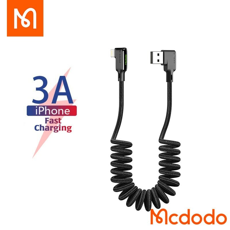 MCDODO USB Type C кабель выдвижной автомобильный пружинный 3A для iPhone Huawei Xiaomi Samsung S10 9 OnePlus 4.0 зарядно