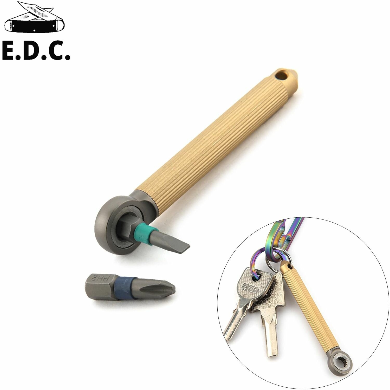 Мини-отвертка из латунь, Мультитул EDC с гаечным ключом, стеклобойкой