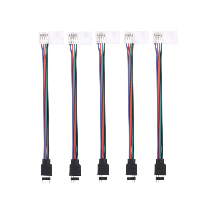 5 шт. 5050 светодиодный RGB-лента, разъем, 4-контактный проводник для контроллера, перемычка, беспаечный зажим на косичке, адаптер питания