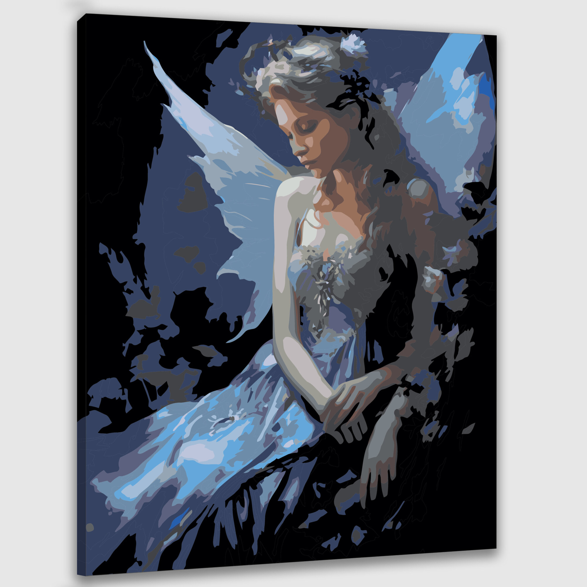 Картина по номерам 40x50 см, Картина, масло, фея, хранительница снов, лунный свет, лесная поляна, полупрозрачные крылья