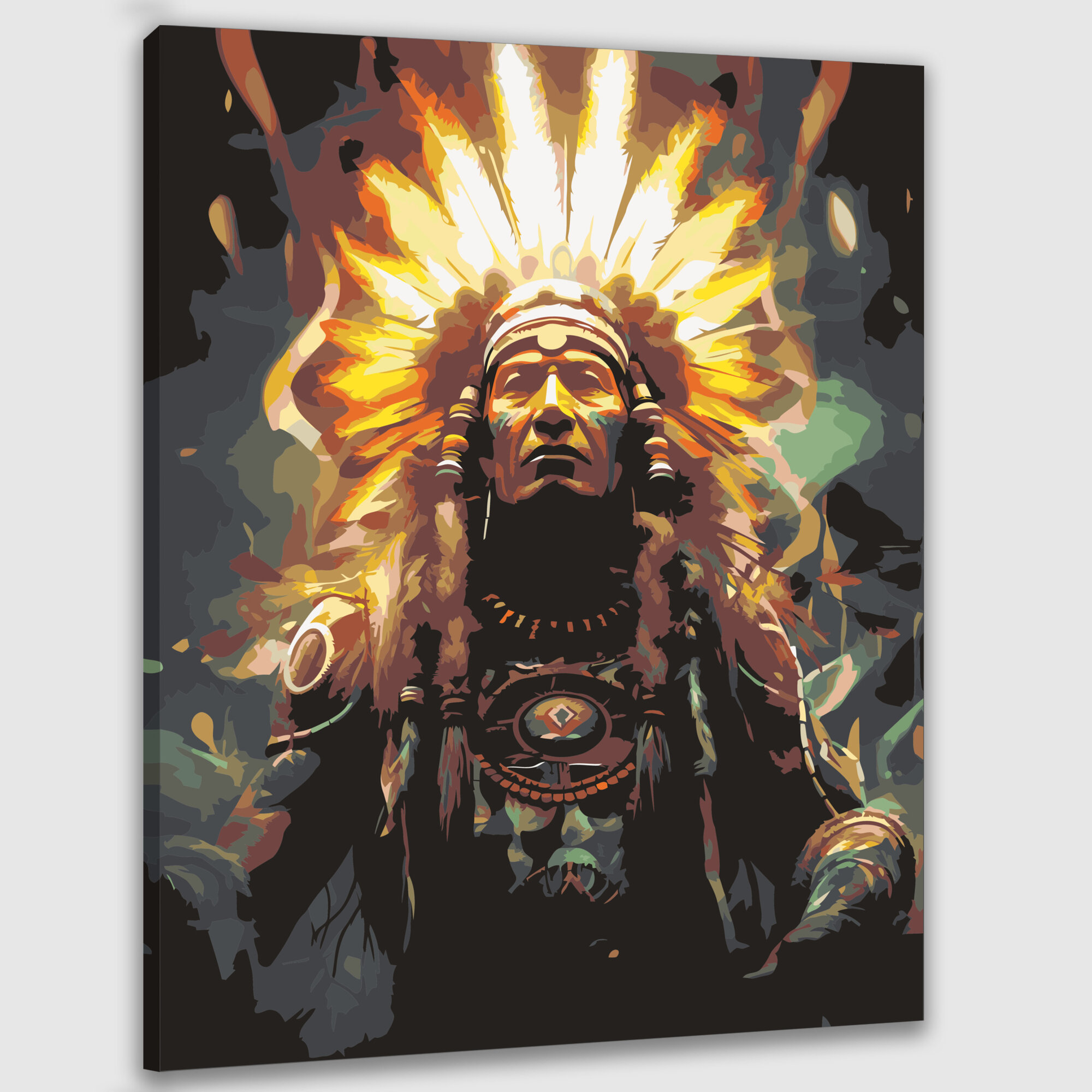 Картина по номерам 40x50 см, яркая, цифровая картина, шаман, мистическая аура, мощный ритуал, эфирные энергии