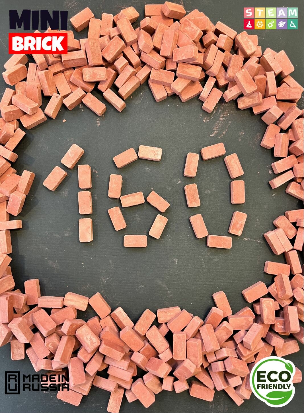 Кирпичики для творчества MINIBRICK "красные" 160 деталей