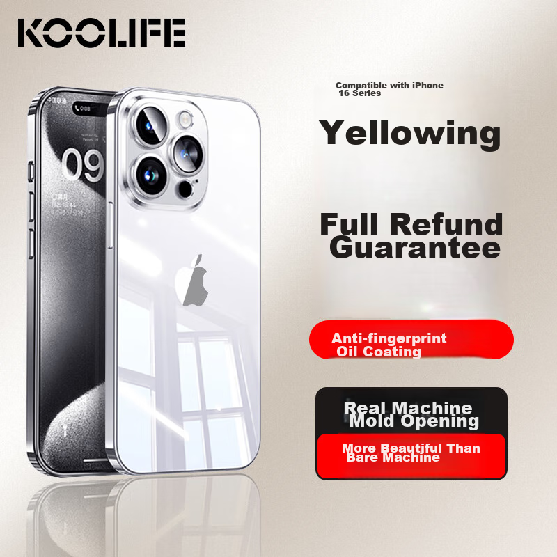 Kulefeng Compatible with Apple 16 Pro Max Phone Case, IPhone 16 Pro Max Protective Cover, Ultra-Thin Transparent Lens Protection Anti-Drop Case, Simple And Stylish Internet Celebrity Design for Men And Women