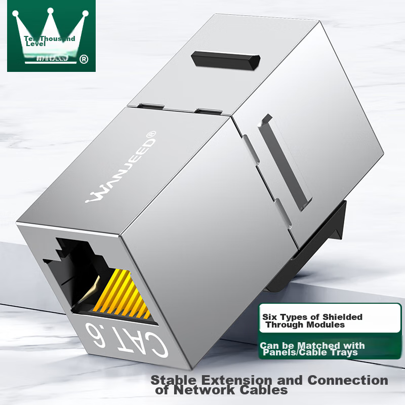 OFNPFTTH Network Extender, Category 6 Modular Connector RJ45 Double-Ended Head Shielded Cat6 Gigabit Network Cable Straight-Through Connector Extender 1-11841