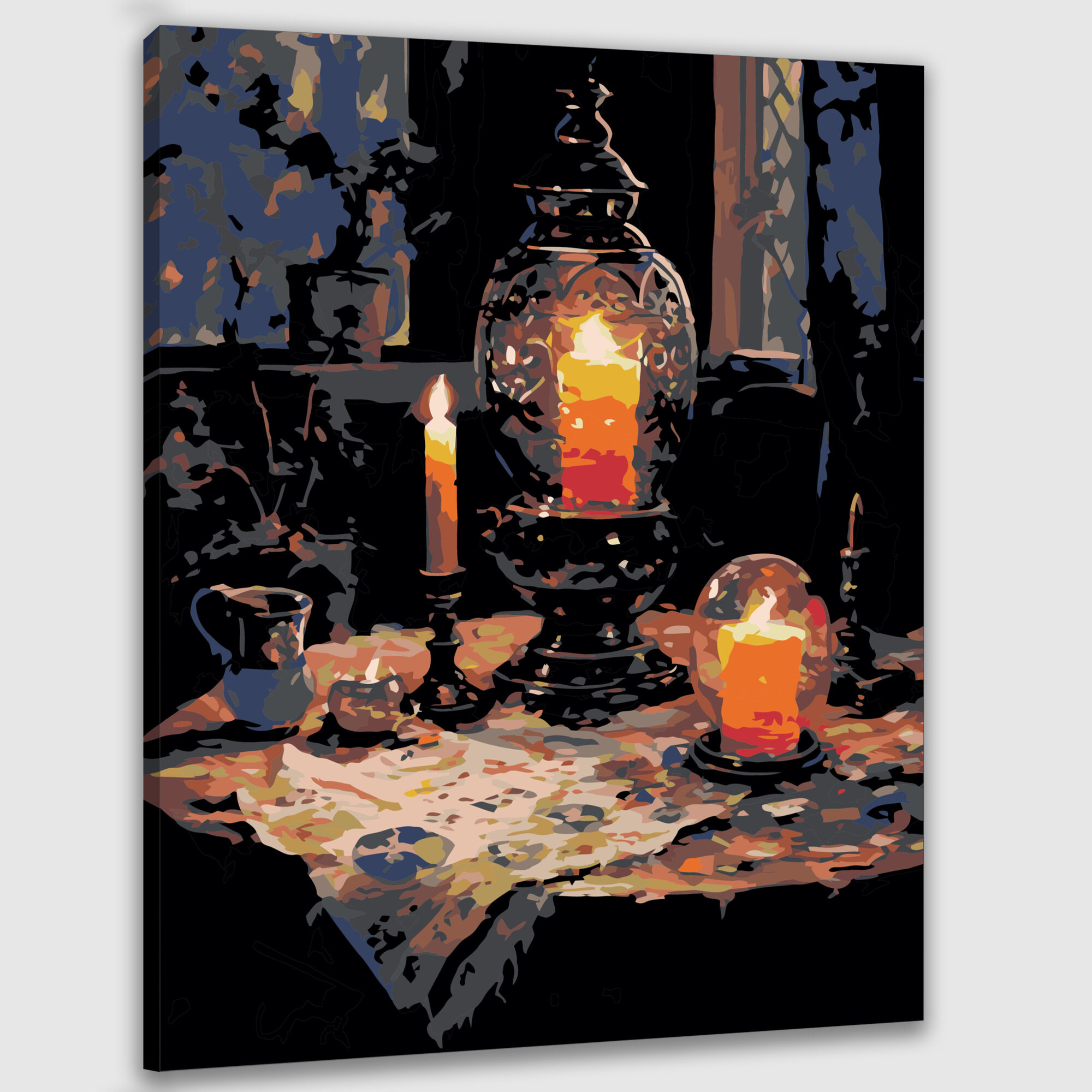 Картина по номерам 40x50 см, картина маслом, гадание, карта Таро, деревянный стол, кристаллы, свечи, тени, самоанализ