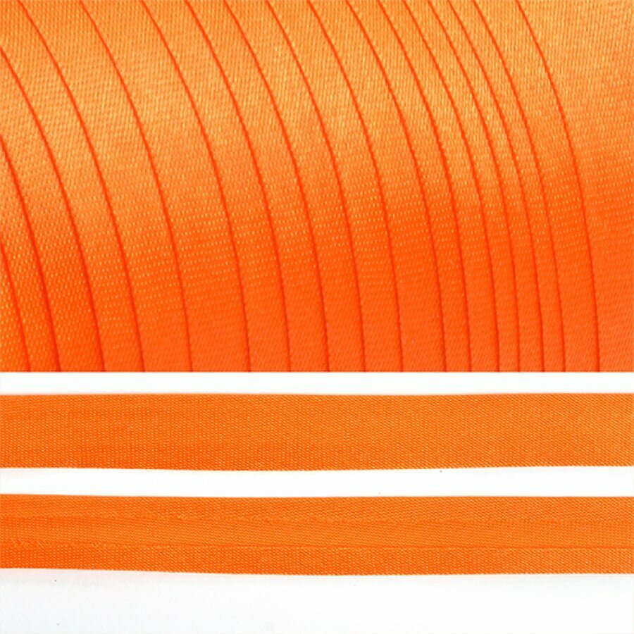 Косая бейка атласная 15мм F157 оранжевый уп.132 м