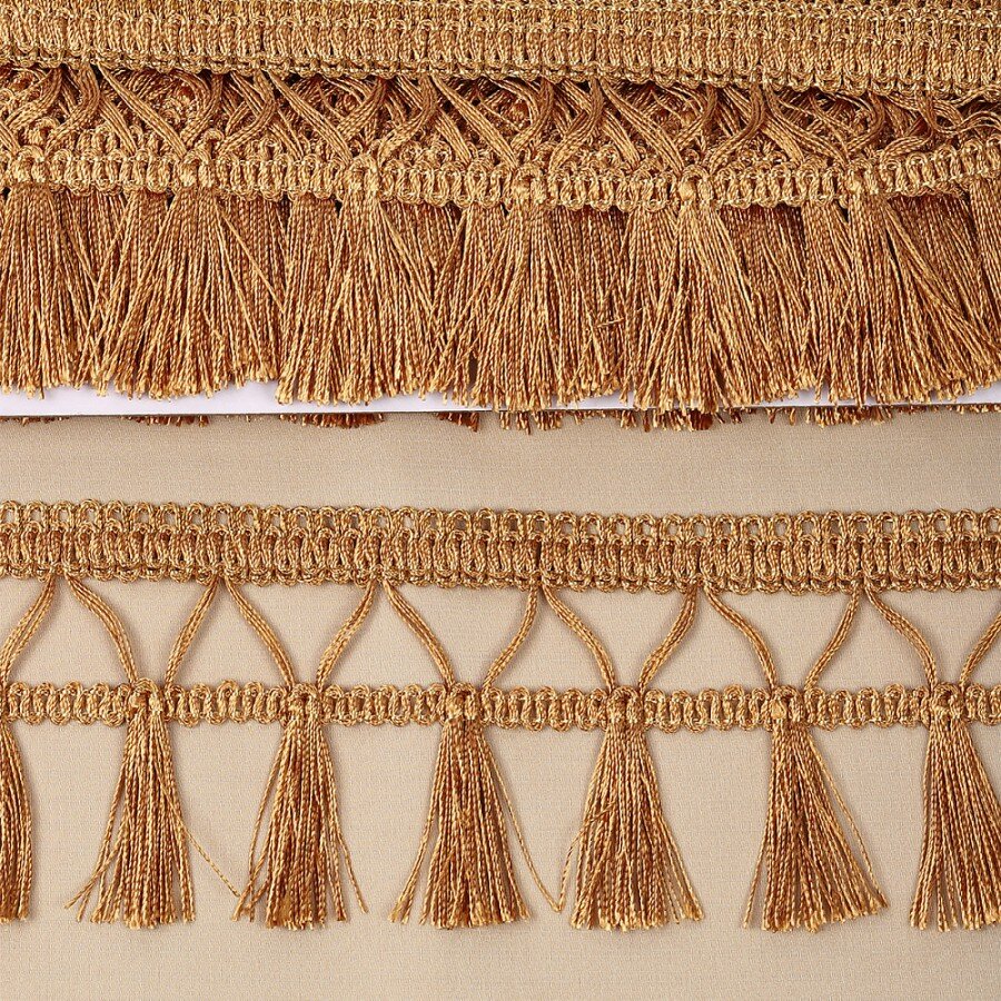 Бахрома для штор с кисточками 6154-0419 цв.6367 шир.70мм цв. коричневый уп.10м