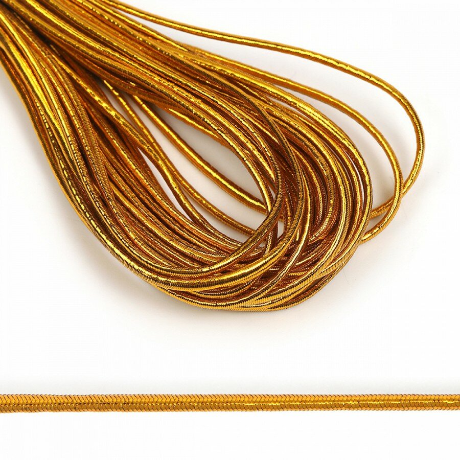 Резинка TBY шляпная (шнур круглый) цв. золото 2,0мм рул.10м (+-0,5м)