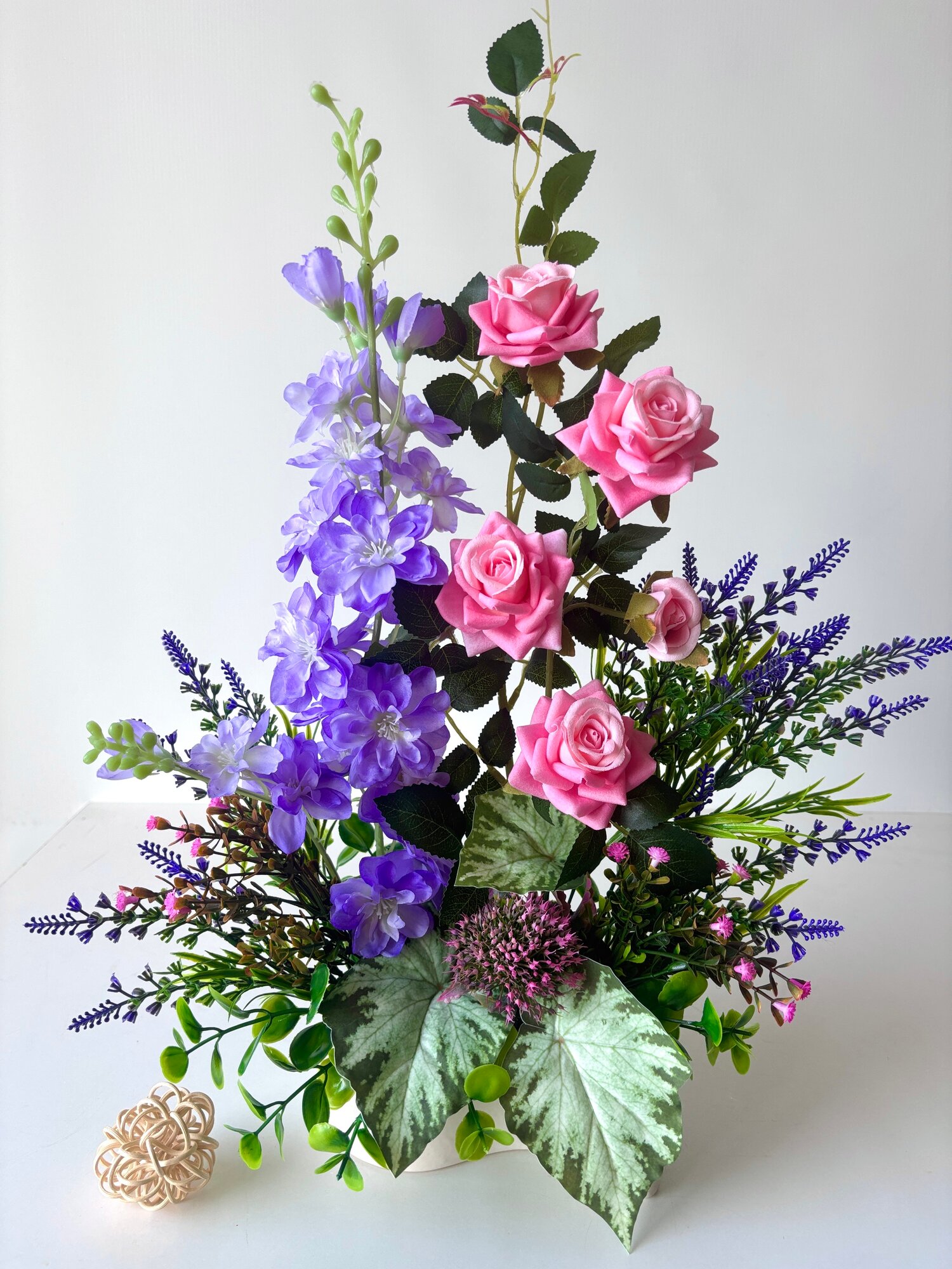 Искусственные цветы, в кашпо, для декора, Роза, Пион, Лаванда от ФлораВи