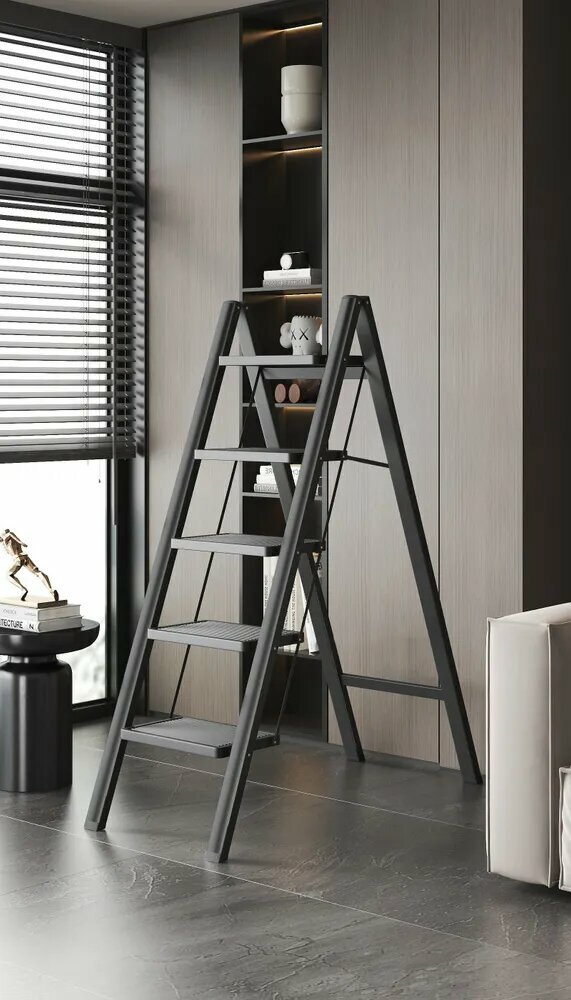 Бытовая складная утолщенная лесенка в елочку, педаль в домик табуретка