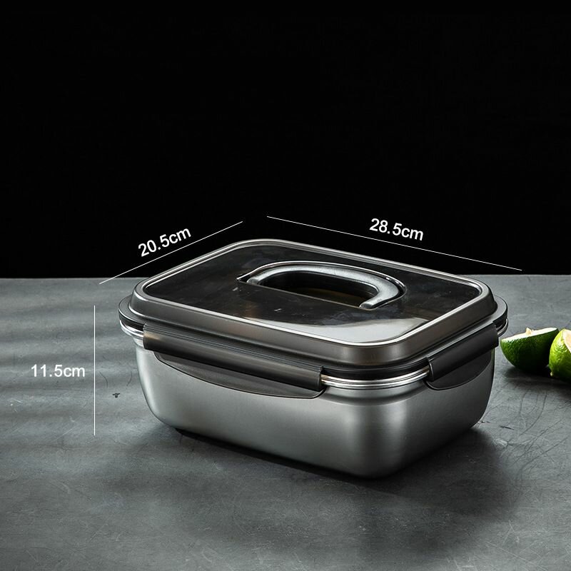 Коробка еды вакуума нержавеющей стали 304, портативный загерметизированный контейнер для хранения еды большой емкости,3800 мл, черный