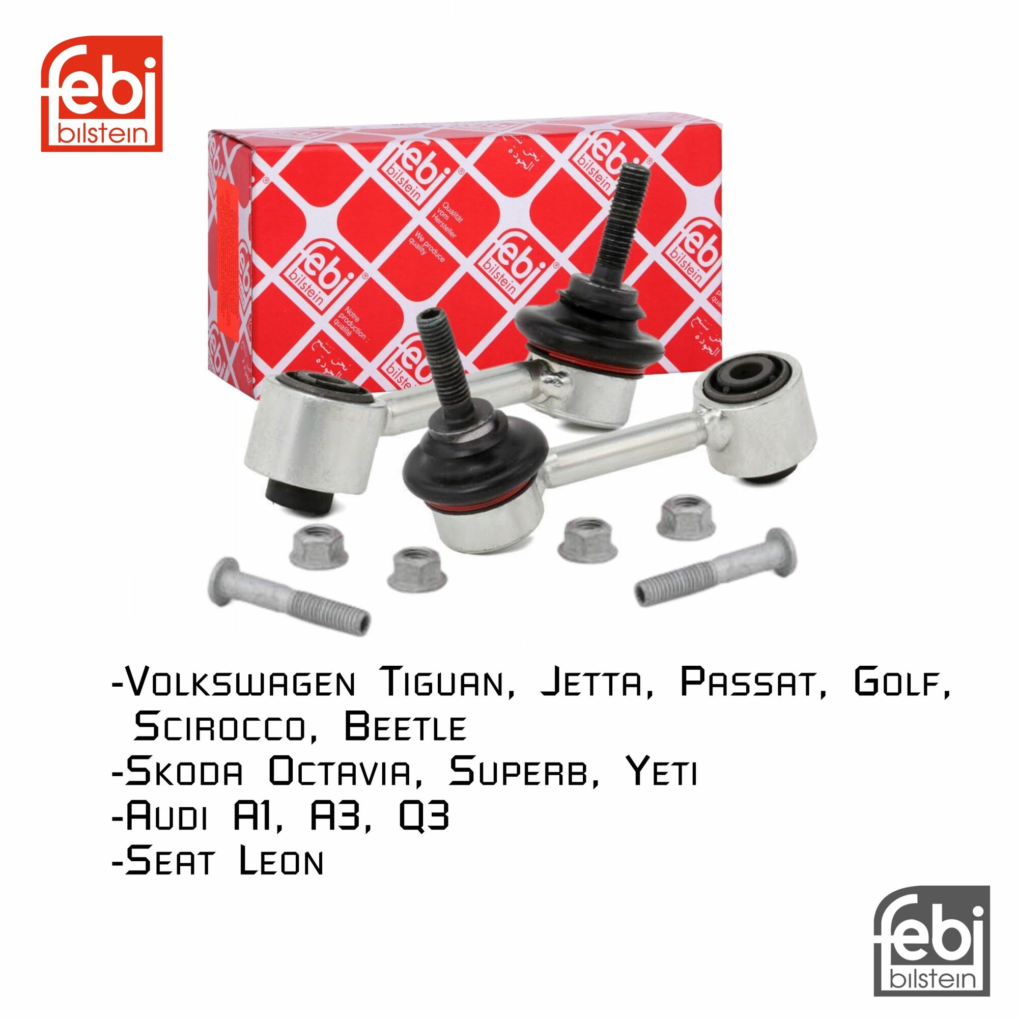 Задние стойки стабилизатора Febi для Volkswagen Tiguan, Golf, Passat, Skoda Octavia, Audi A3 Q3