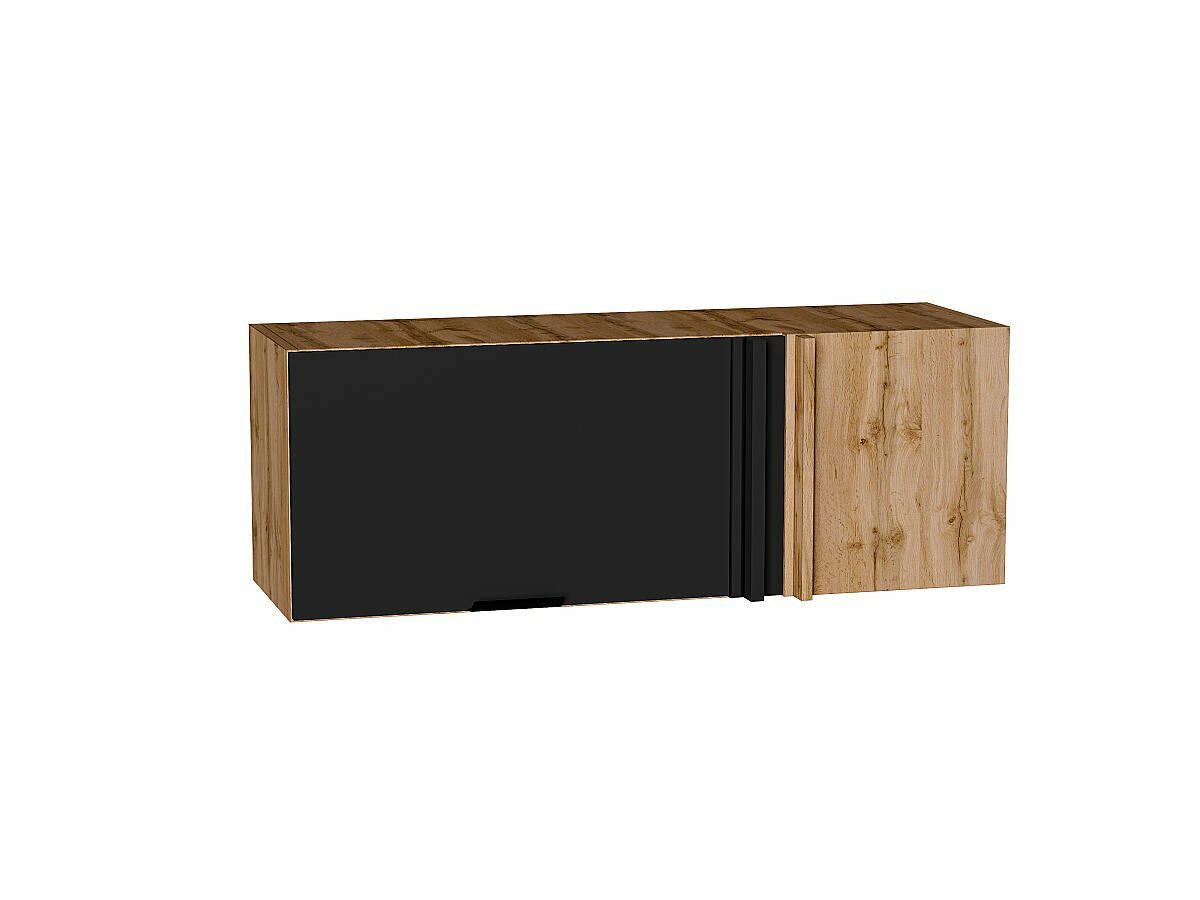 Шкаф верхний прямой угловой горизонтальный Евро, цвет фасада Антрацит, цвет каркаса Дуб Вотан, 358*1000*350 мм