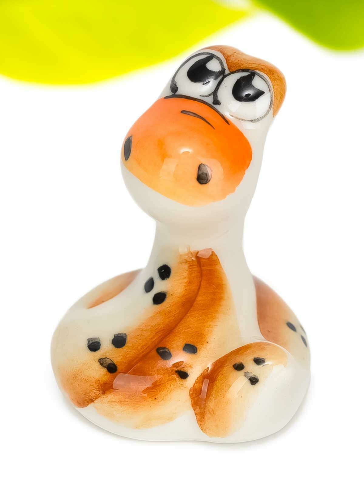 Фигурка коллекционная - Змея шлепик, Гжель, Фарфор, 4 см