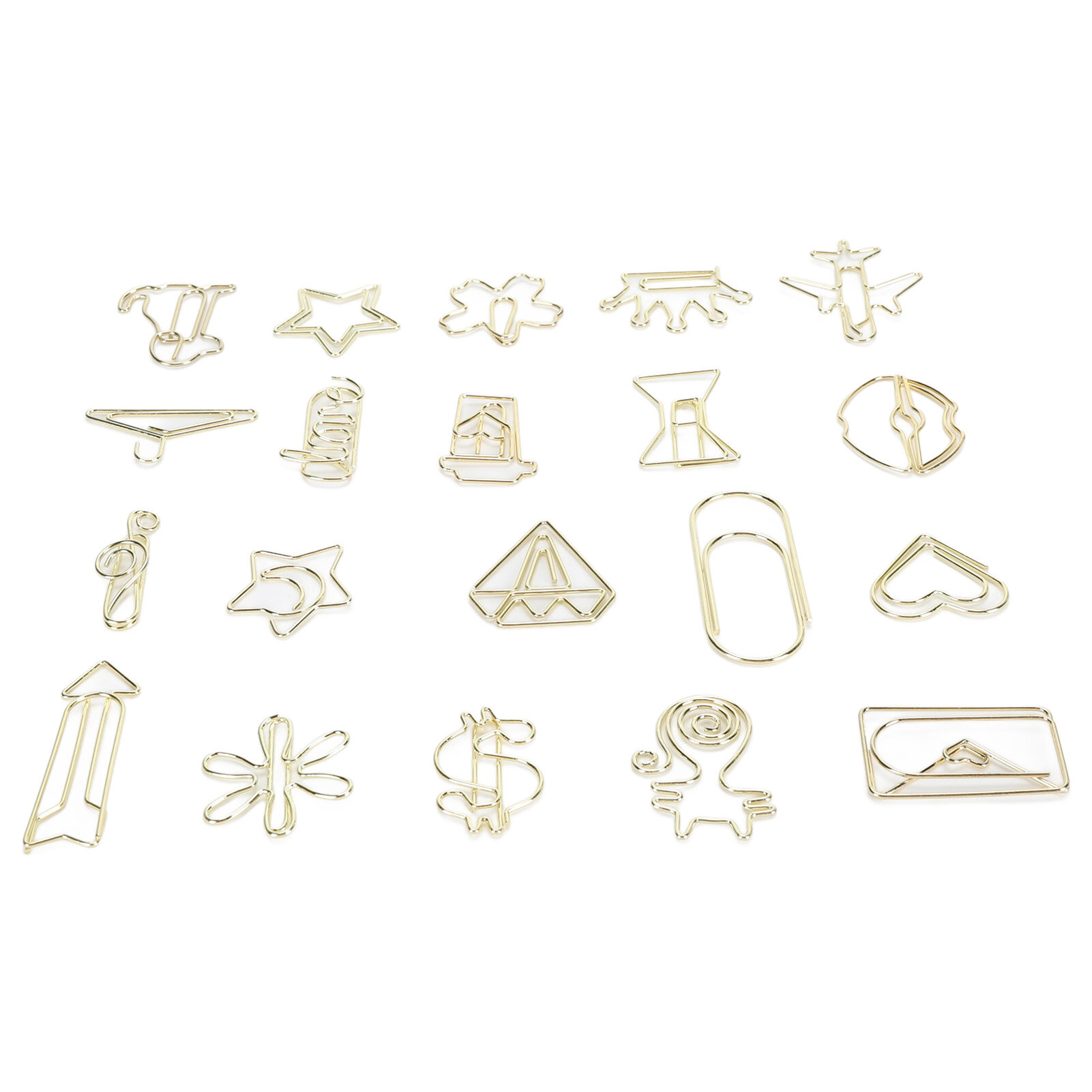 100 шт, фигурные скрепки для бумаг, предотвращающие скольжение, милые декоративные металлические закладки, скрепки для документов, скрапбукинга, золотого цвета