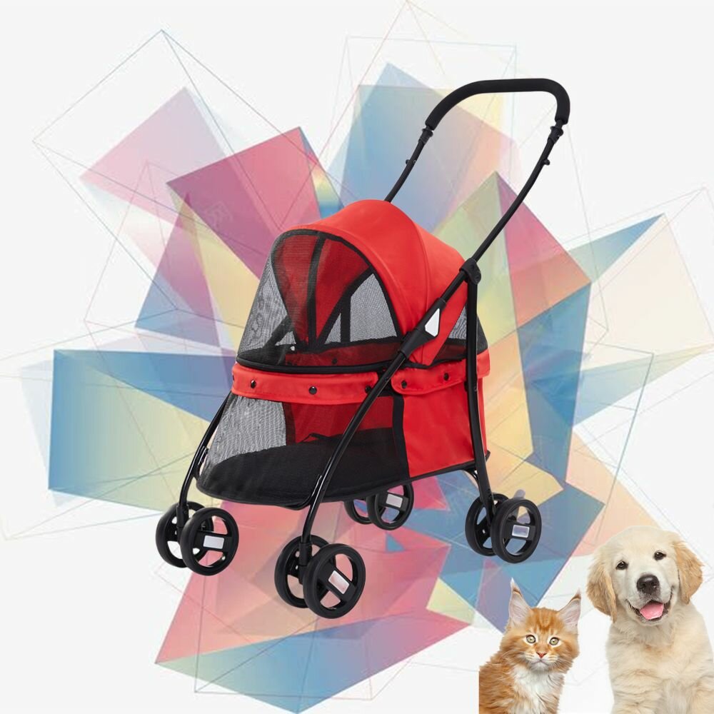 Коляска для перевозки животных, Легкая Складная коляска для собак и кошек, нагрузка до 15 кг, 67x47x98cm